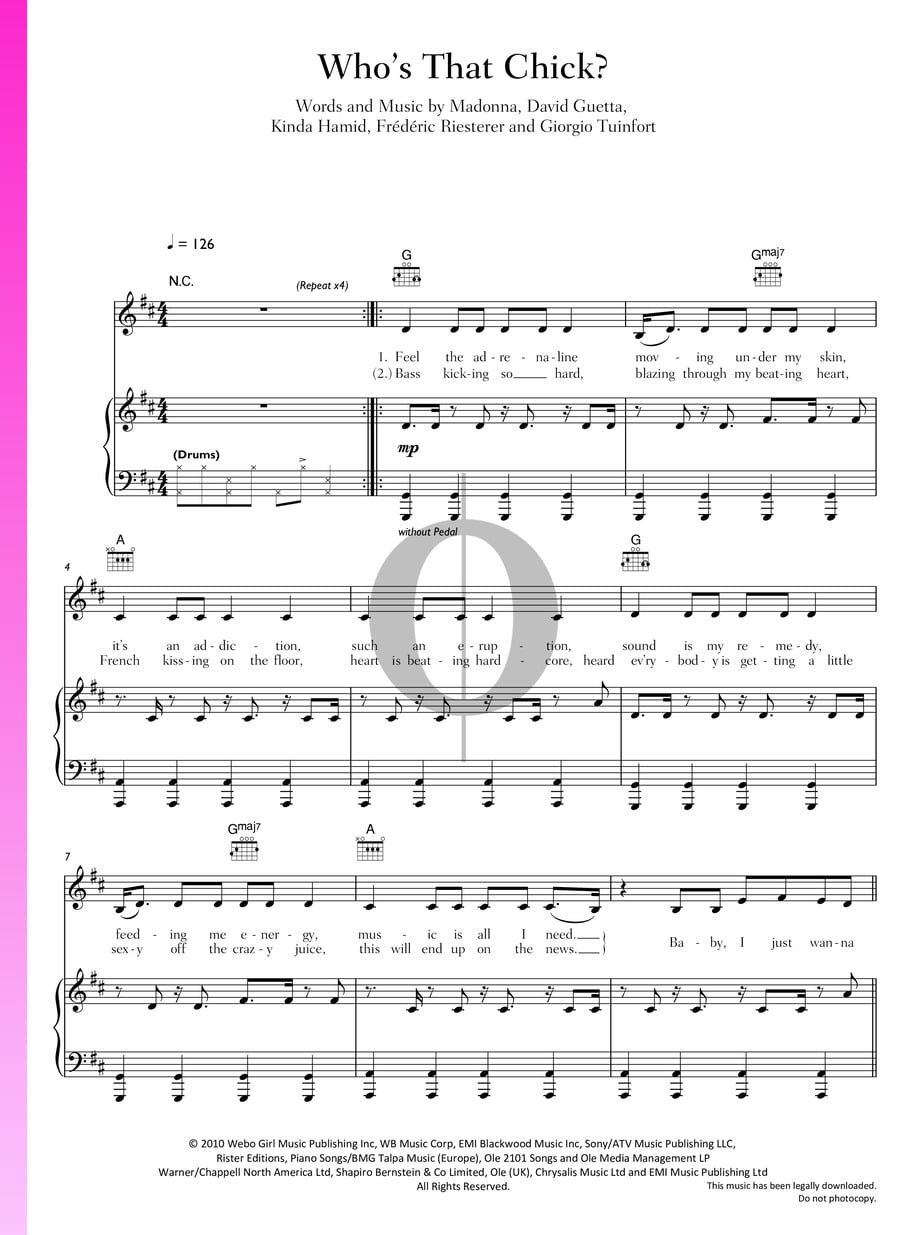 Who's That Chick (David Guetta, Rihanna) Piano Sheet Music - OKTAV