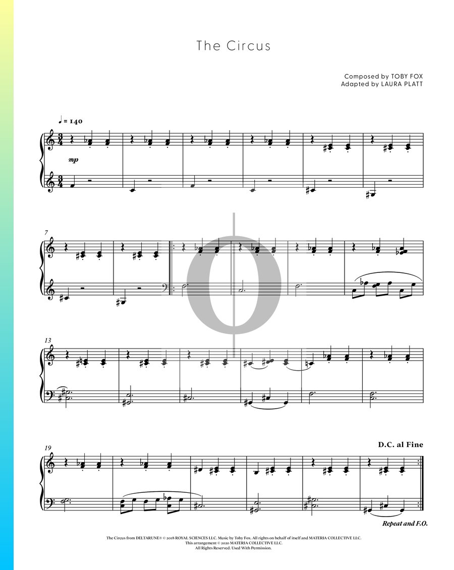 The Circus (Toby Fox) Piano Sheet Music - OKTAV