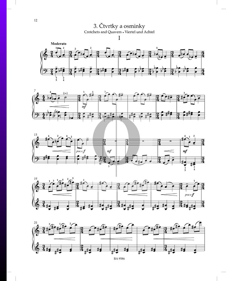 Čtvrtky a osminky (Bohuslav Martinů) Piano Sheet Music - OKTAV