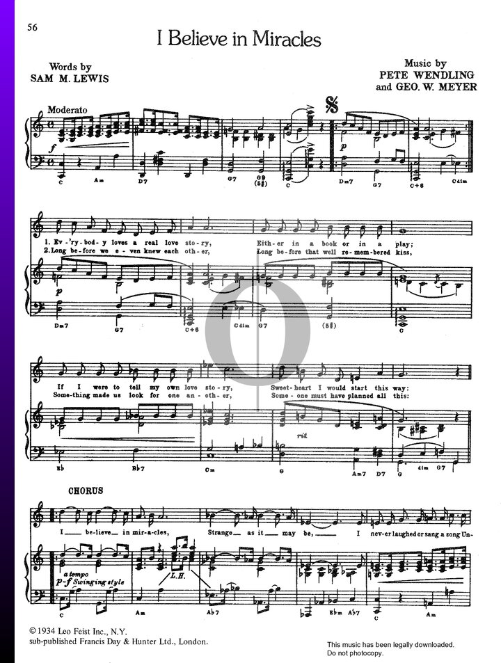 I Believe In Miracles (Fats Waller) Piano Sheet Music - OKTAV