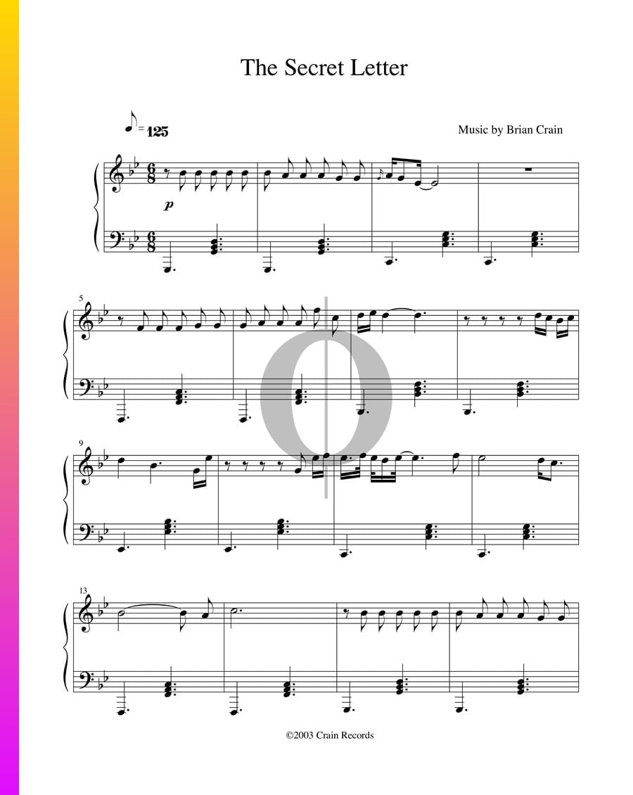 The Secret Letter (Brian Crain) Piano Sheet Music - OKTAV