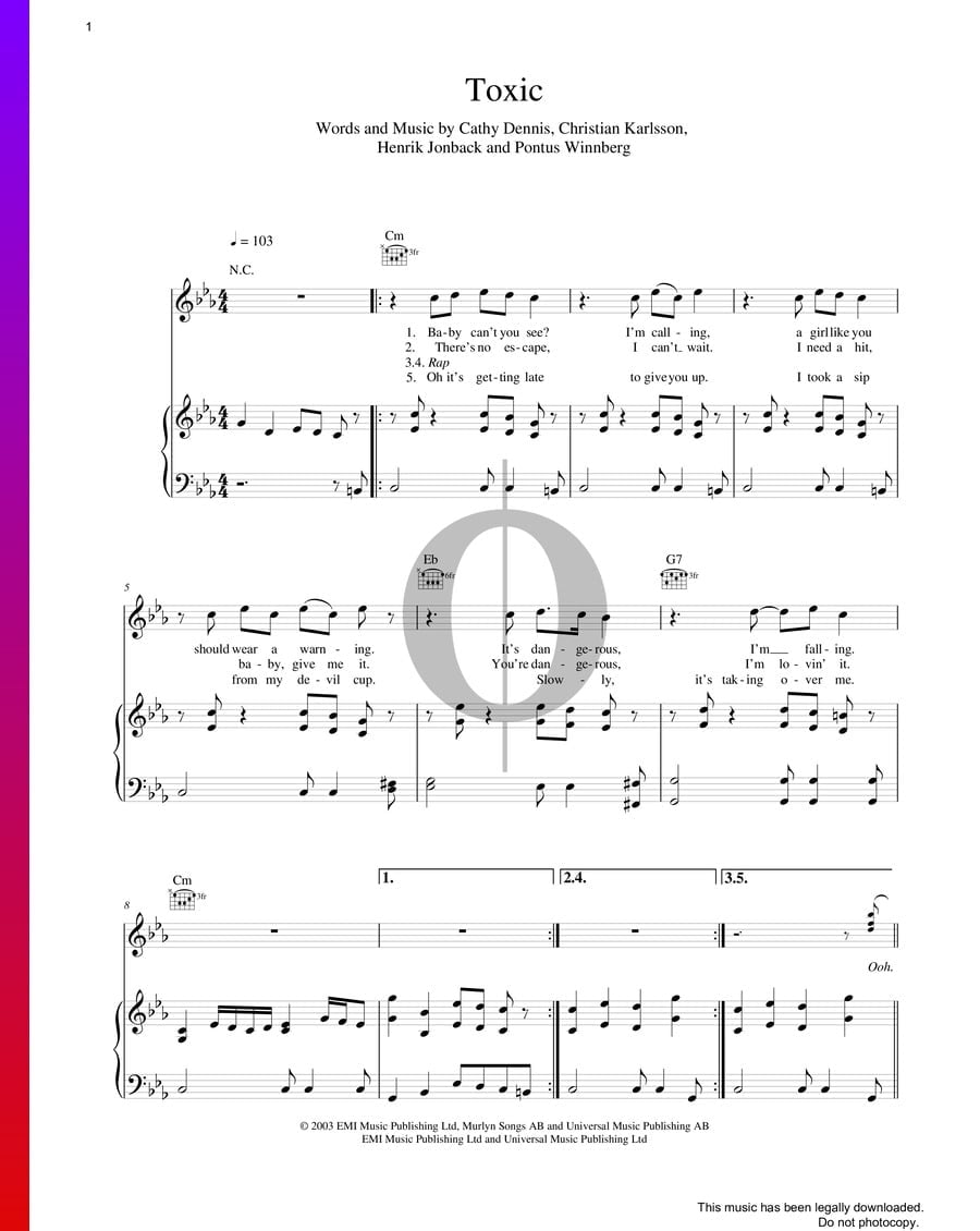 Toxic (Mark Ronson, Tiggers) Piano Sheet Music - OKTAV