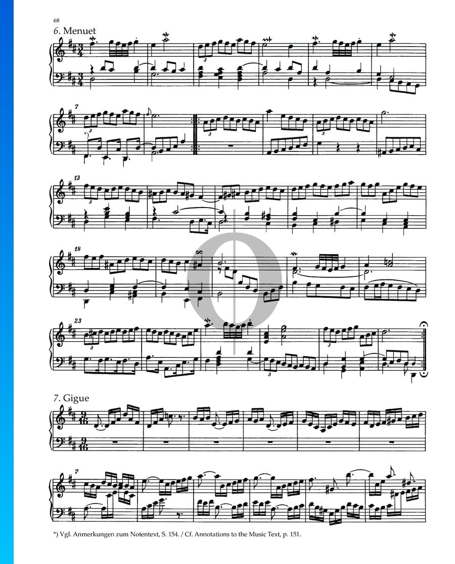 Partita 4, BWV 828: 7. Gigue (Johann Sebastian Bach) Piano Sheet Music - OKTAV