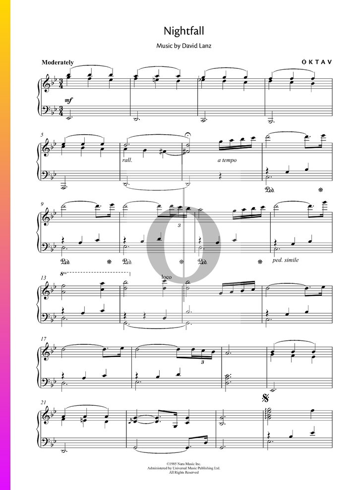 Nightfall (David Lanz) Piano Sheet Music - OKTAV