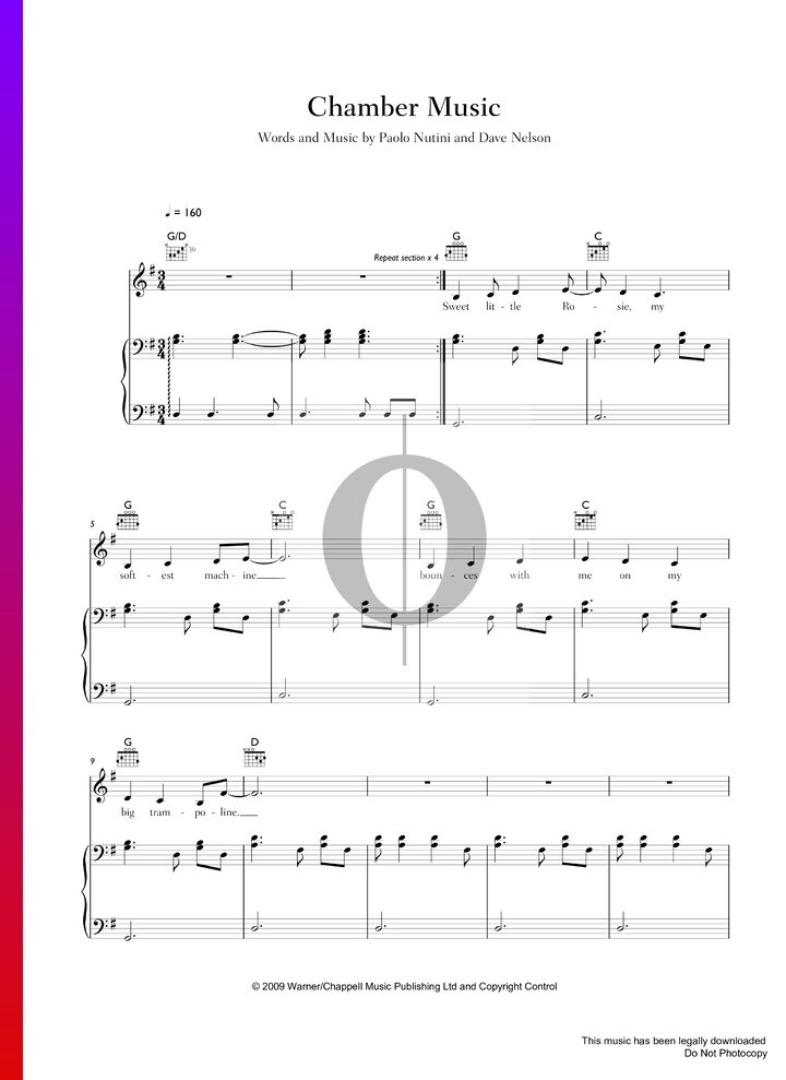 Chamber Music (Paolo Nutini) Piano Sheet Music - OKTAV