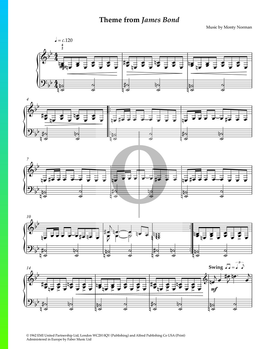 James Bond Theme Piano Sheet Music From James Bond 007 Dr No By Monty james-bond-theme-piano-sheet-music-from-james-bond-007-dr-no-by-monty