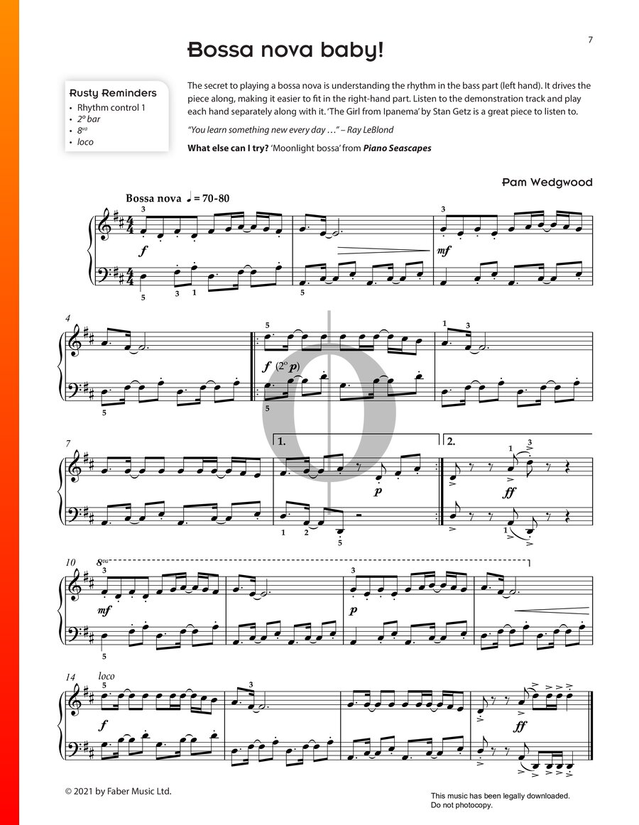Bossa Nova Baby (Pam Wedgwood) Piano Sheet Music - OKTAV