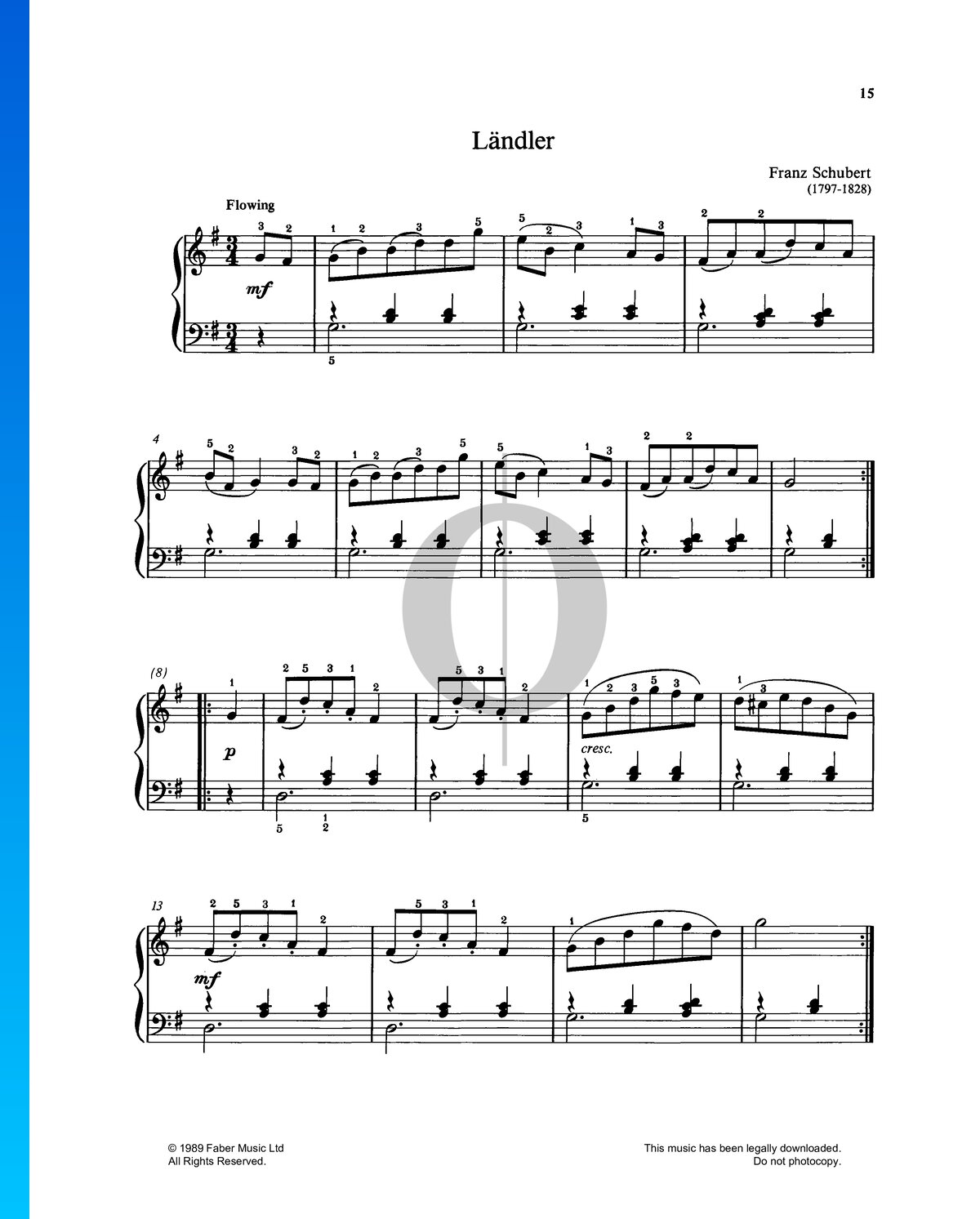 Ländler in G Major (Franz Schubert) Piano Sheet Music - OKTAV