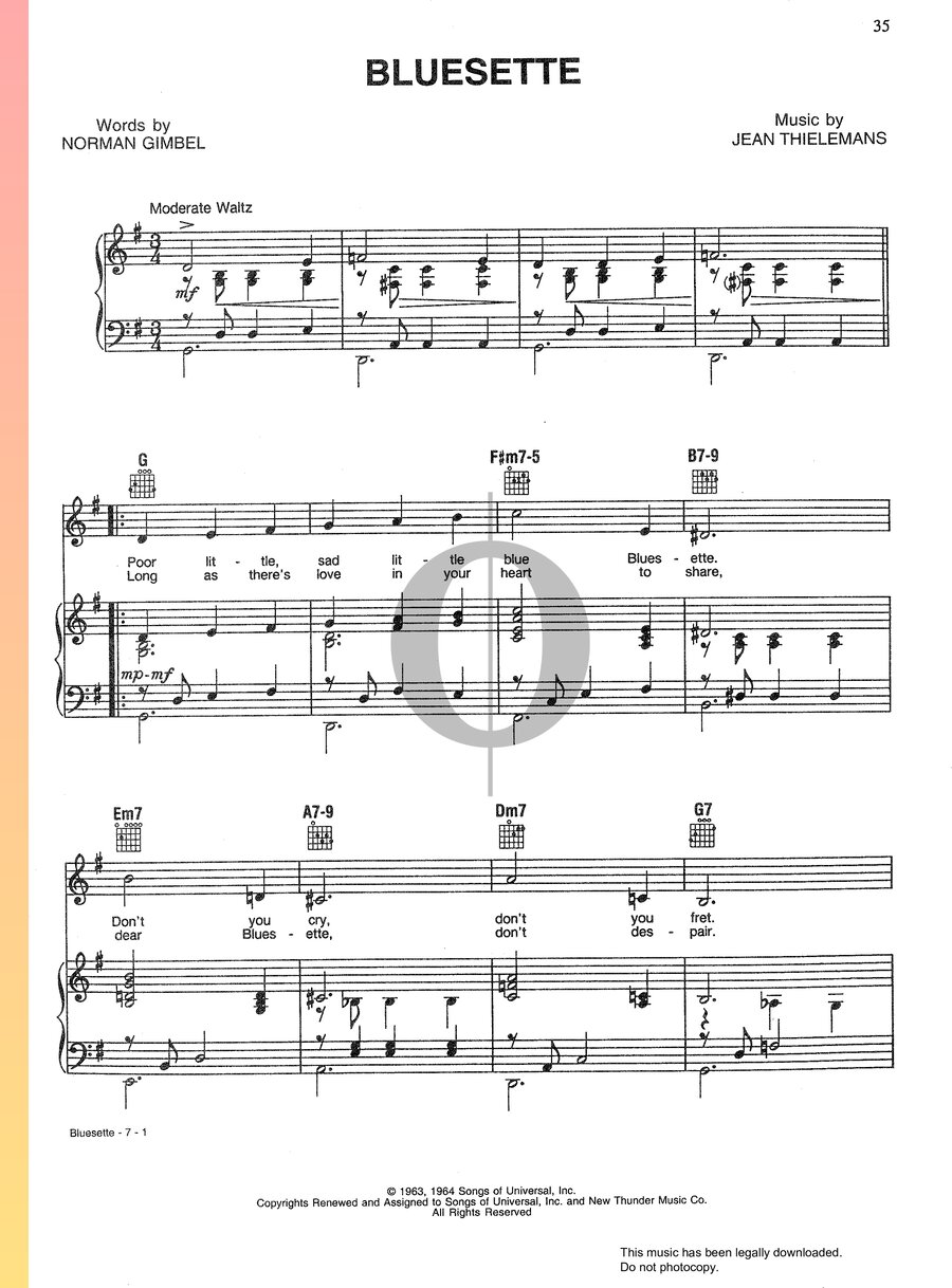 Bluesette (Sarah Vaughan) Piano Sheet Music - OKTAV