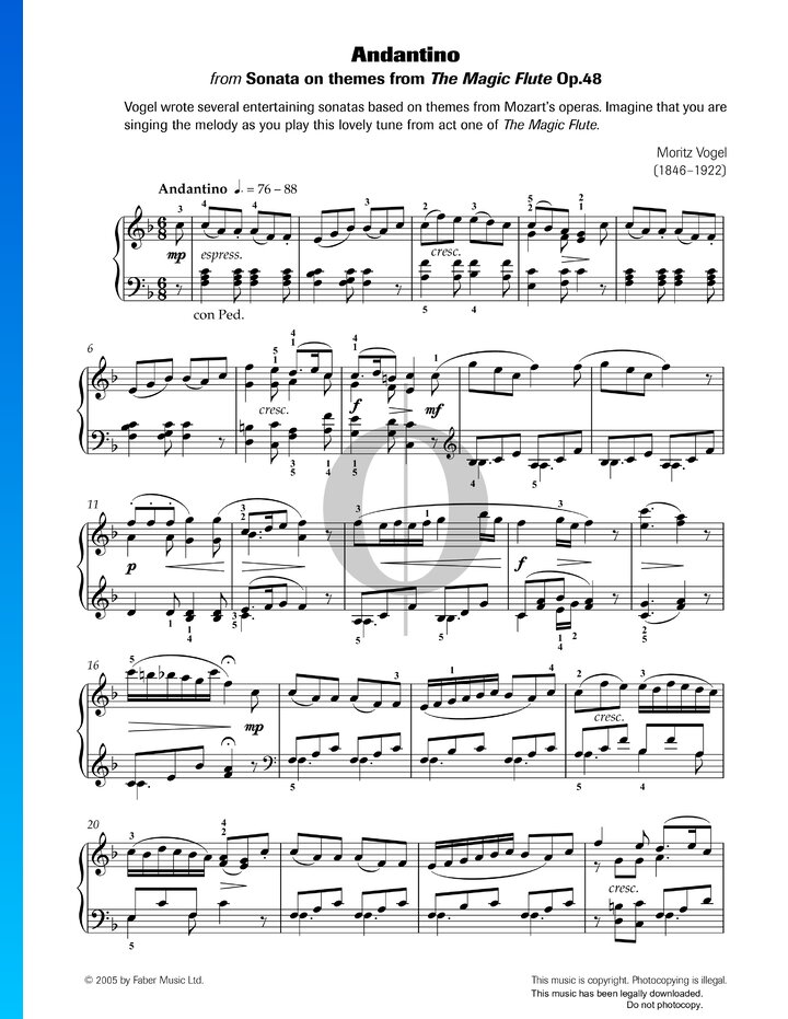 Sonata on Themes from The Magic Flute Op. 48: Andantino (Moritz Vogel ...
