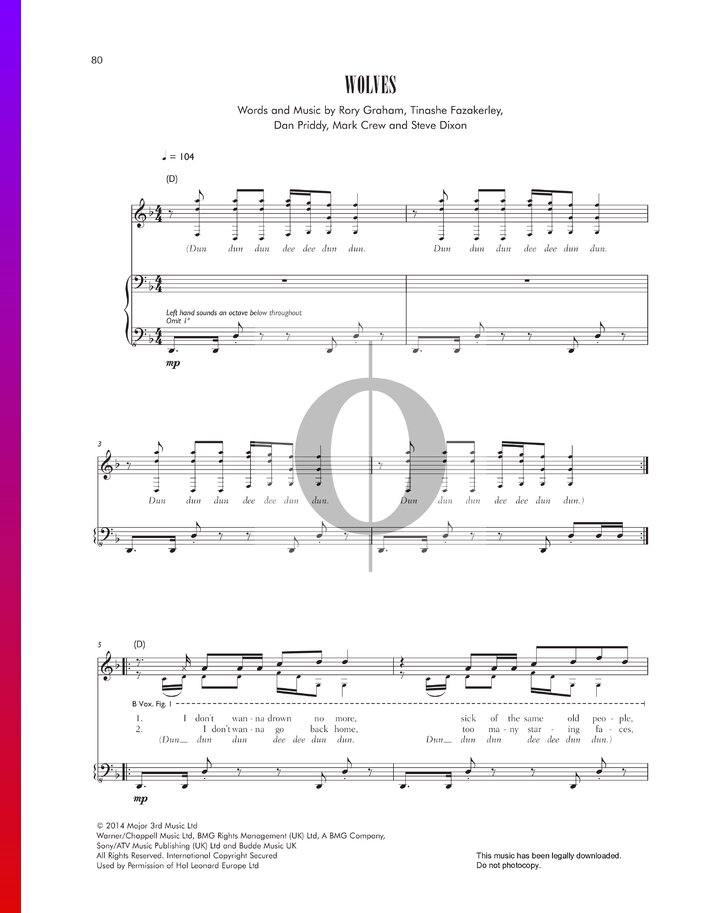 Wolves (Rag'n'Bone Man) Piano Sheet Music - OKTAV