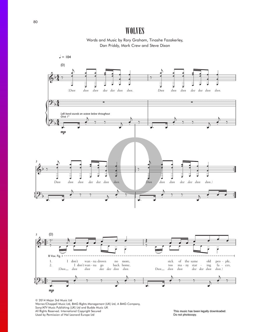 Wolves (Rag'n'Bone Man) Piano Sheet Music - OKTAV