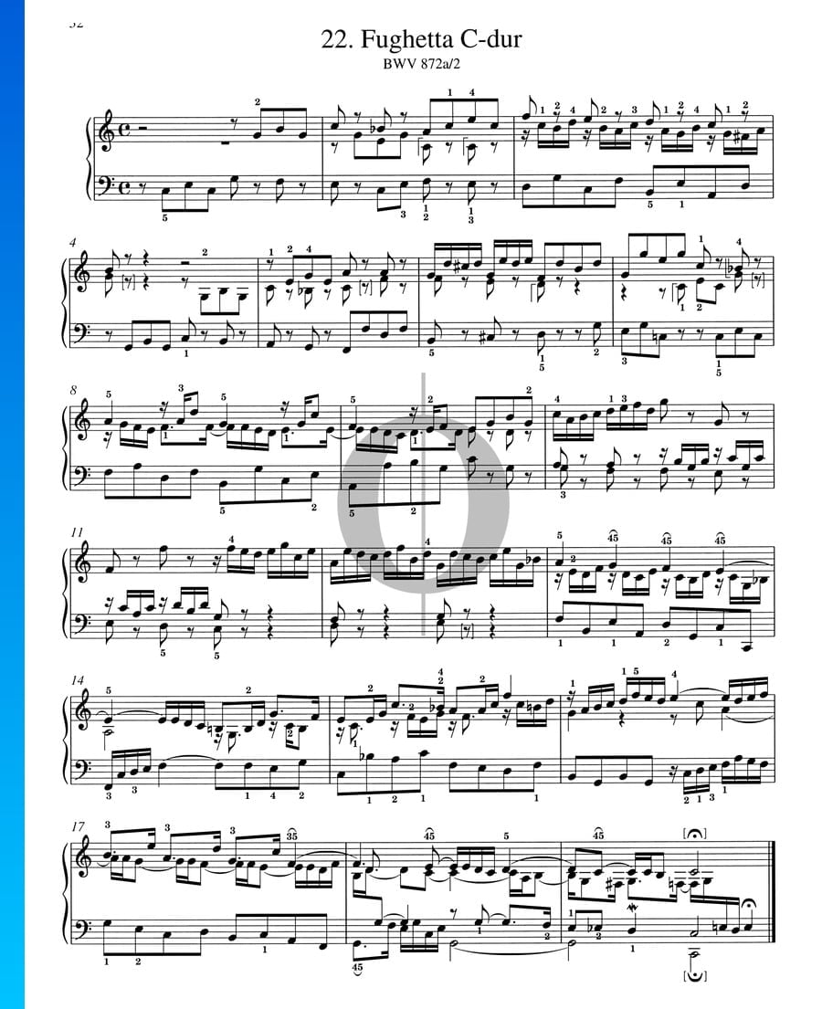 Fughetta C Major, BWV 872a/2 (Johann Sebastian Bach) Piano Sheet Music ...