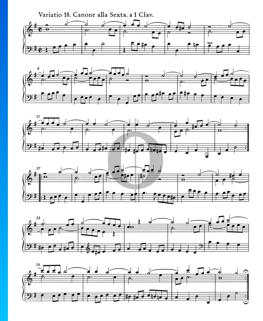 Variaciones Goldberg, BWV 988: Variación 18. Canone alla Sexta. a 1 ...