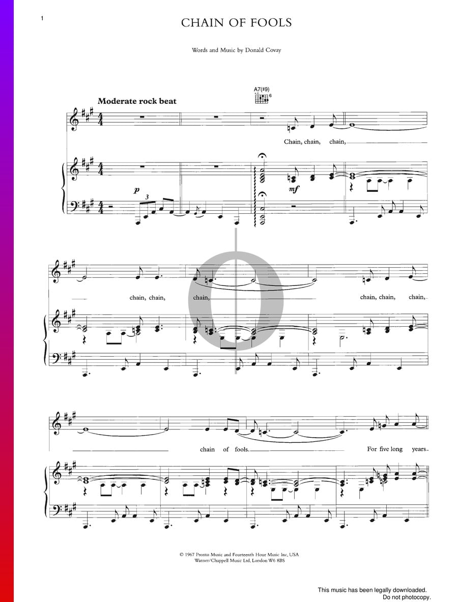 Chain Of Fools (Aretha Franklin) Piano Sheet Music - OKTAV