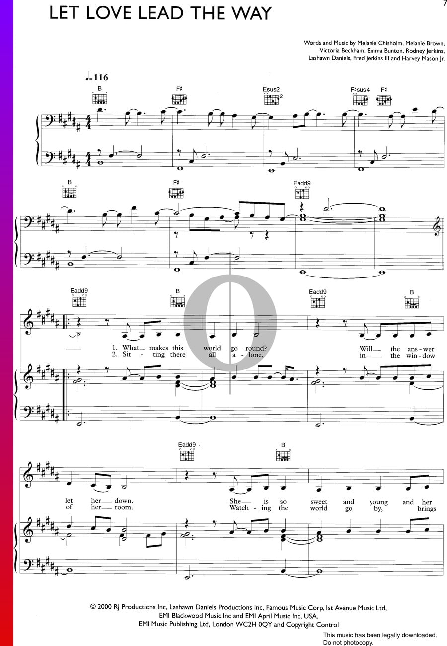 Let Love Lead The Way (Spice Girls) Piano Sheet Music - OKTAV