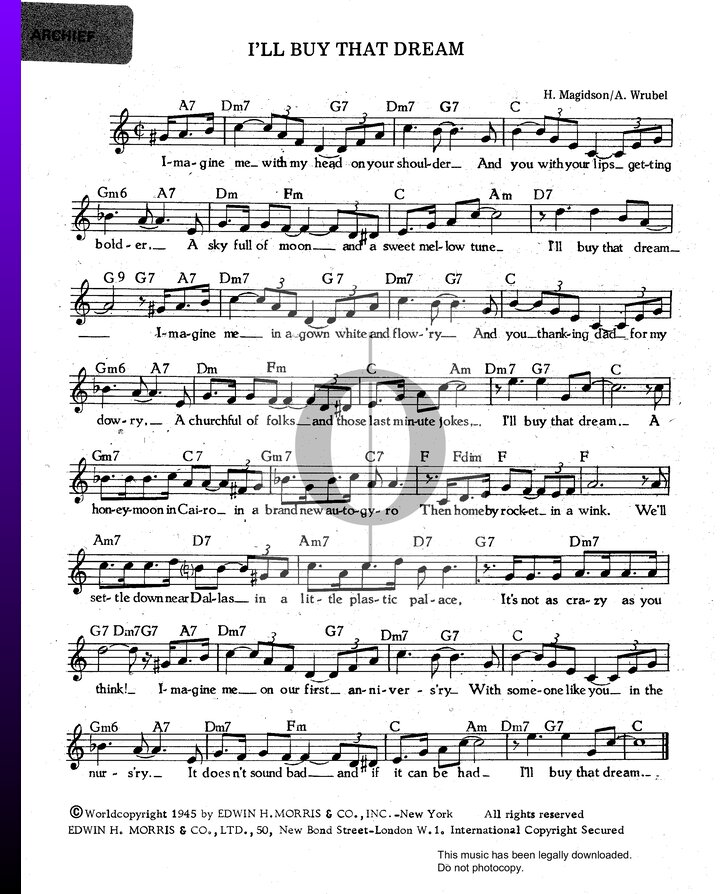 I'll Buy That Dream (Herb Magidson, Allie Wrubel) Piano Sheet Music - OKTAV