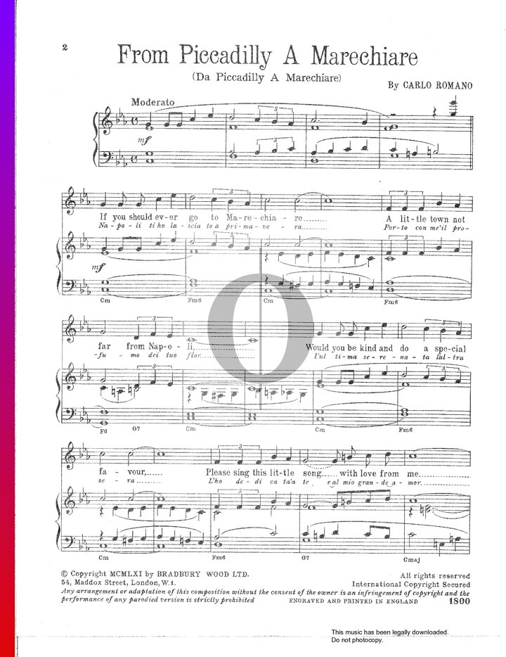 From Piccadilly To Marechiare (Carlo Romano) Piano Sheet Music - OKTAV