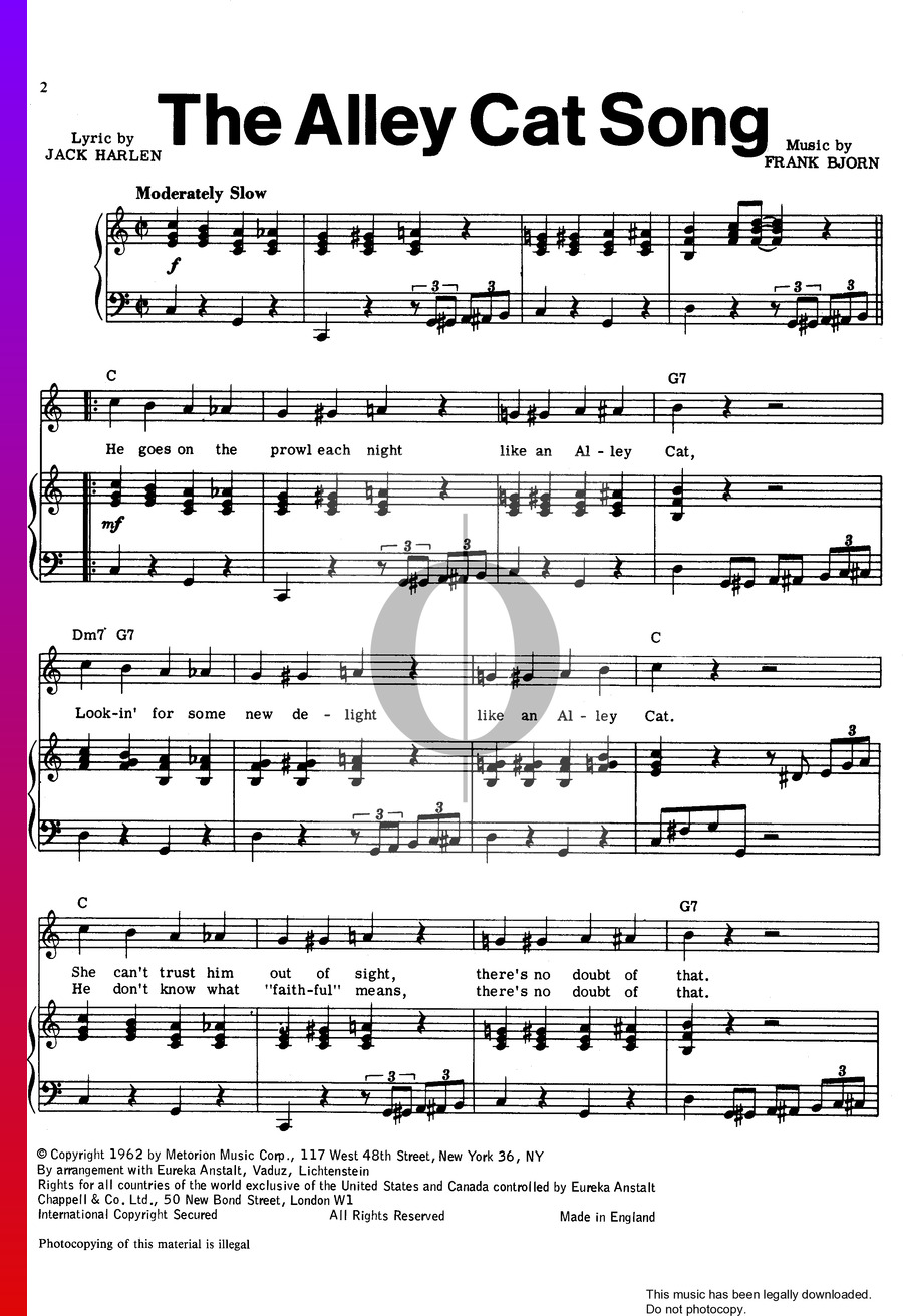 The Alley Cat Song (Bent Fabric) Piano Sheet Music - OKTAV