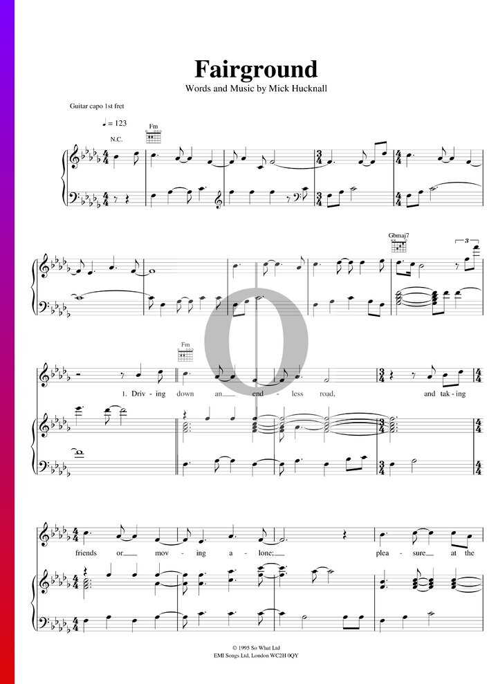 Fairground (Simply Red) Piano Sheet Music - OKTAV