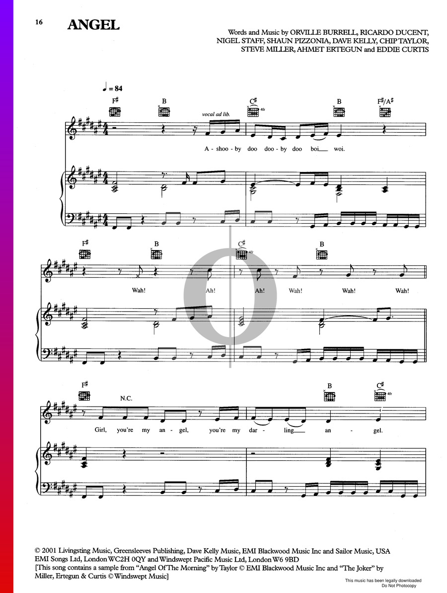 Angel (Shaggy, Rayvon) Piano Sheet Music - OKTAV