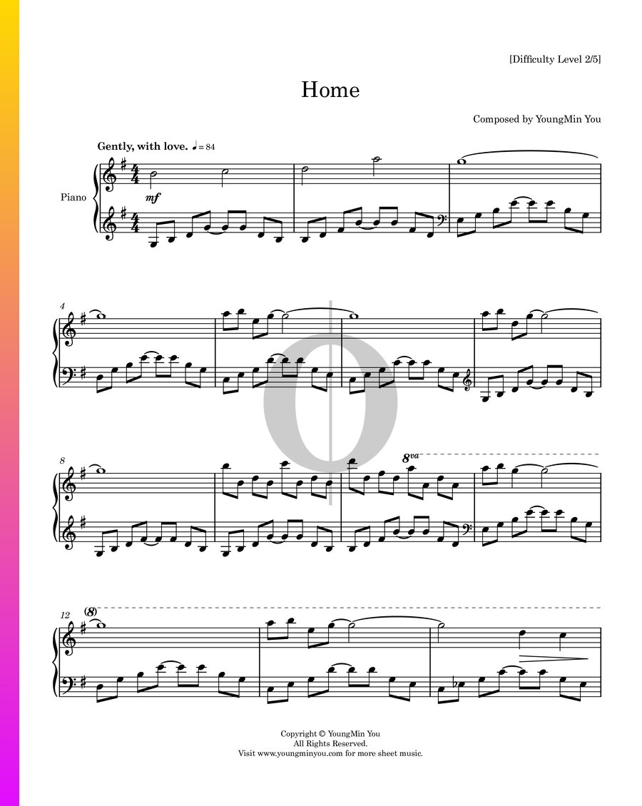 Home (YoungMin You) (YoungMin You) Piano Sheet Music - OKTAV