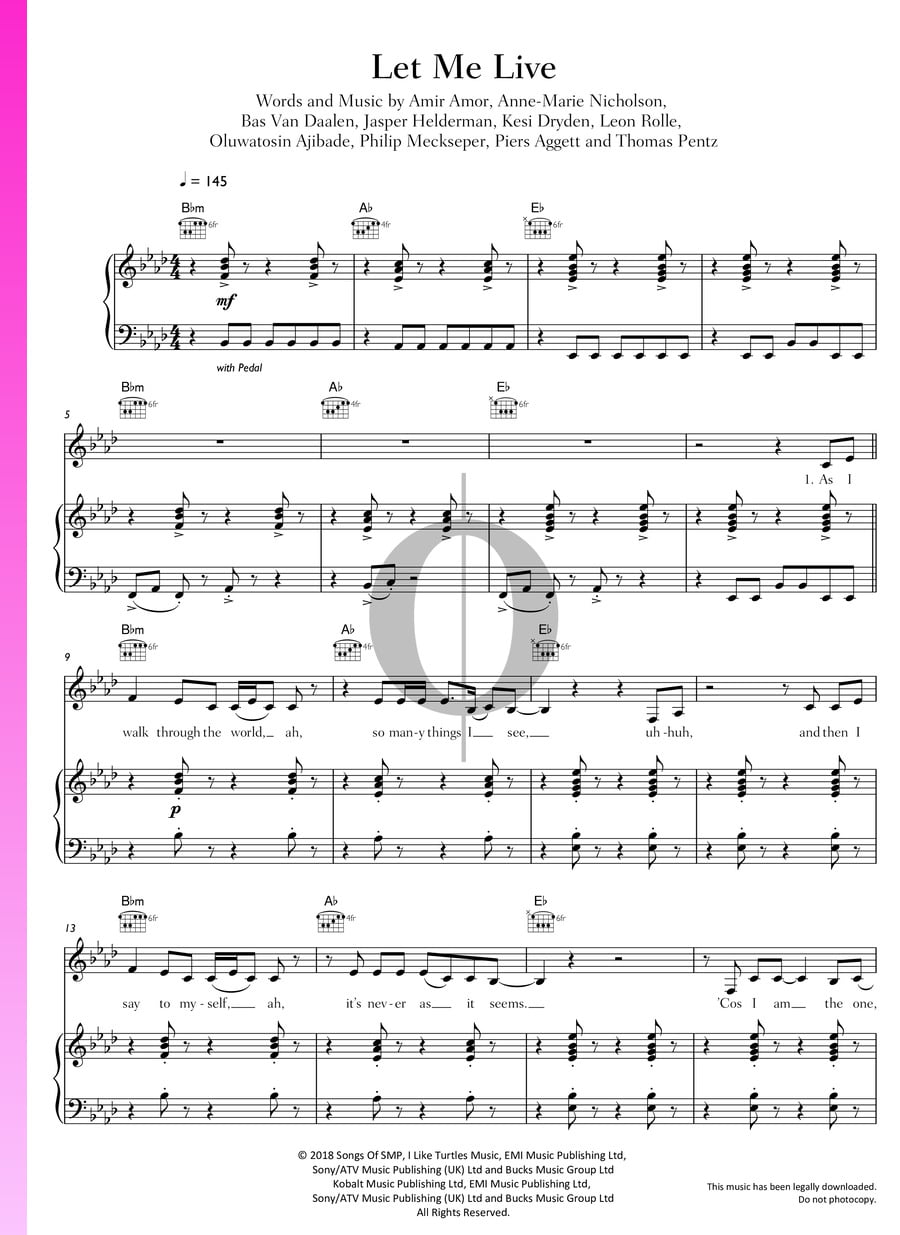 Let Me Live (Rudimental, Major Lazer) Piano Sheet Music - OKTAV