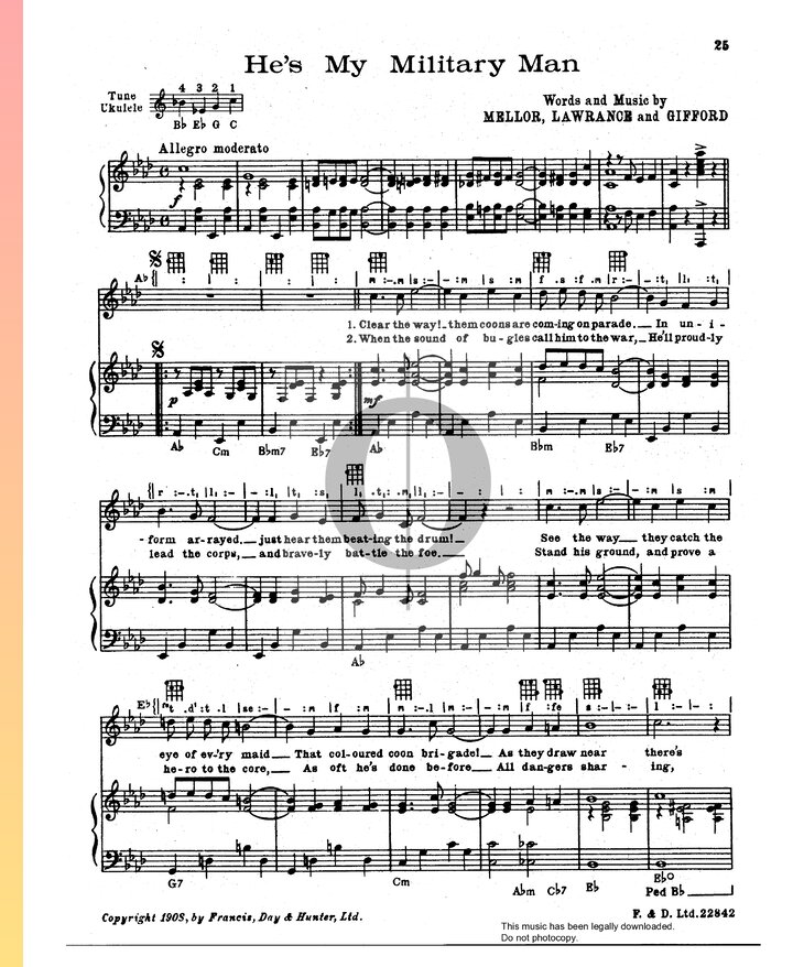 He's My Military Man (Harry Gifford, Tom Mellor) Piano Sheet Music - OKTAV
