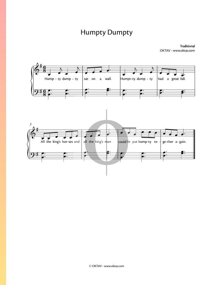 Humpty Dumpty (Anonymous) Piano Sheet Music - OKTAV
