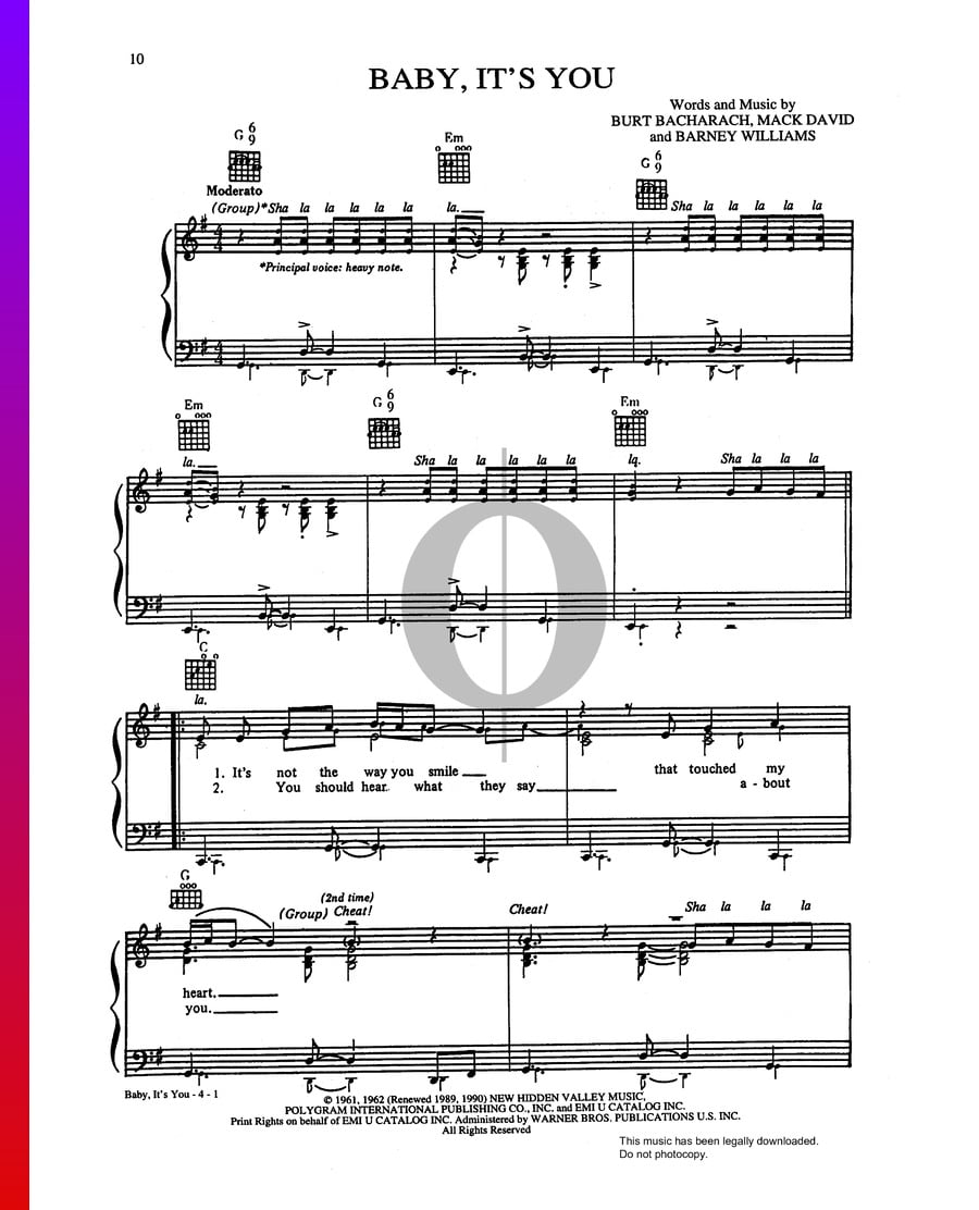 Baby, It's You (The Shirelles) Piano Sheet Music - OKTAV