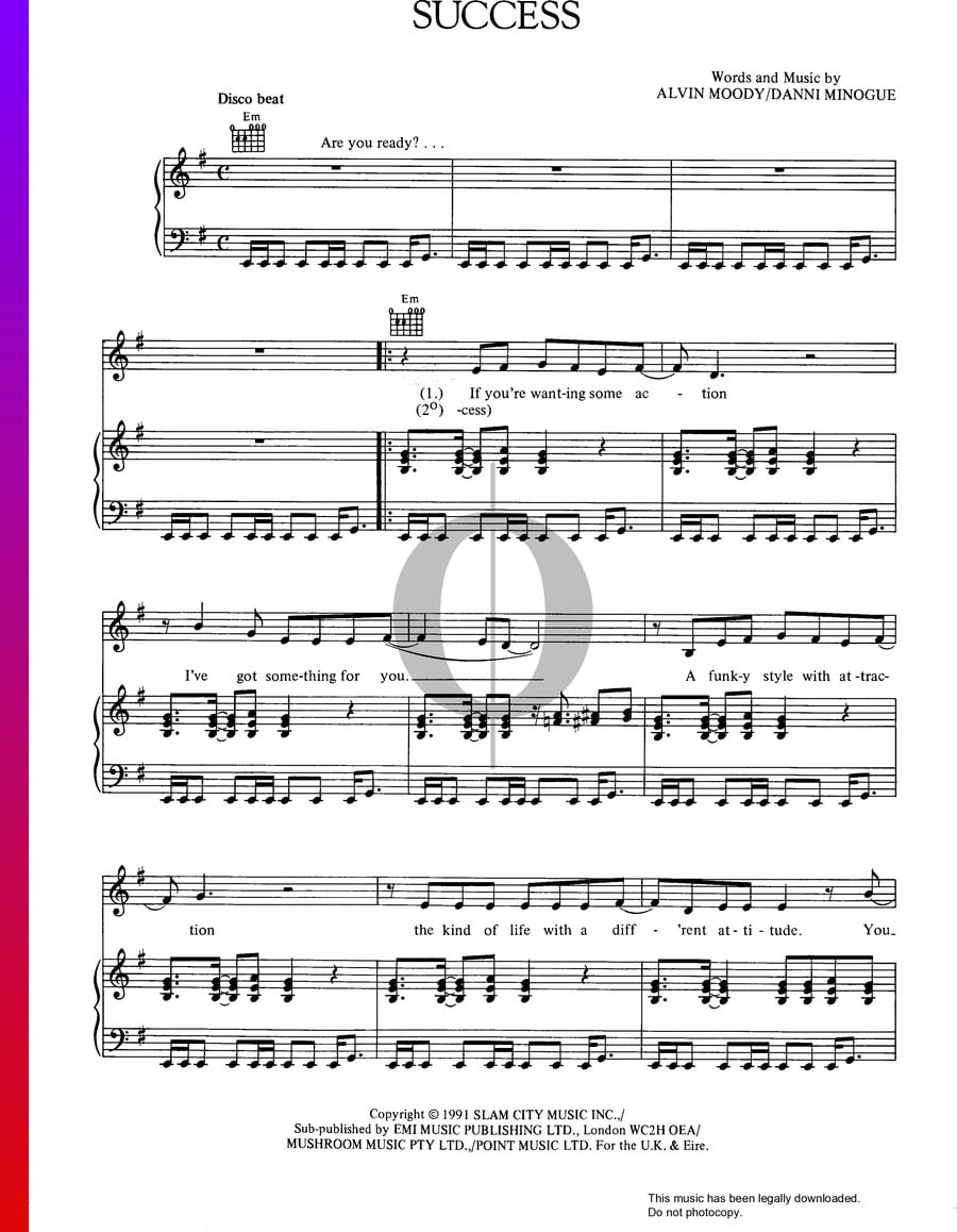 Success (Dannii Minogue) Piano Sheet Music - OKTAV