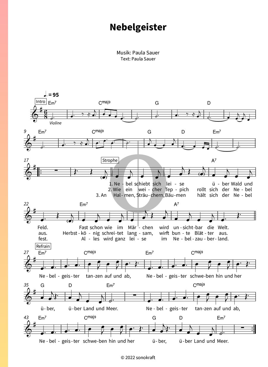 Nebelgeister (Paula Sauer) Piano Sheet Music - OKTAV