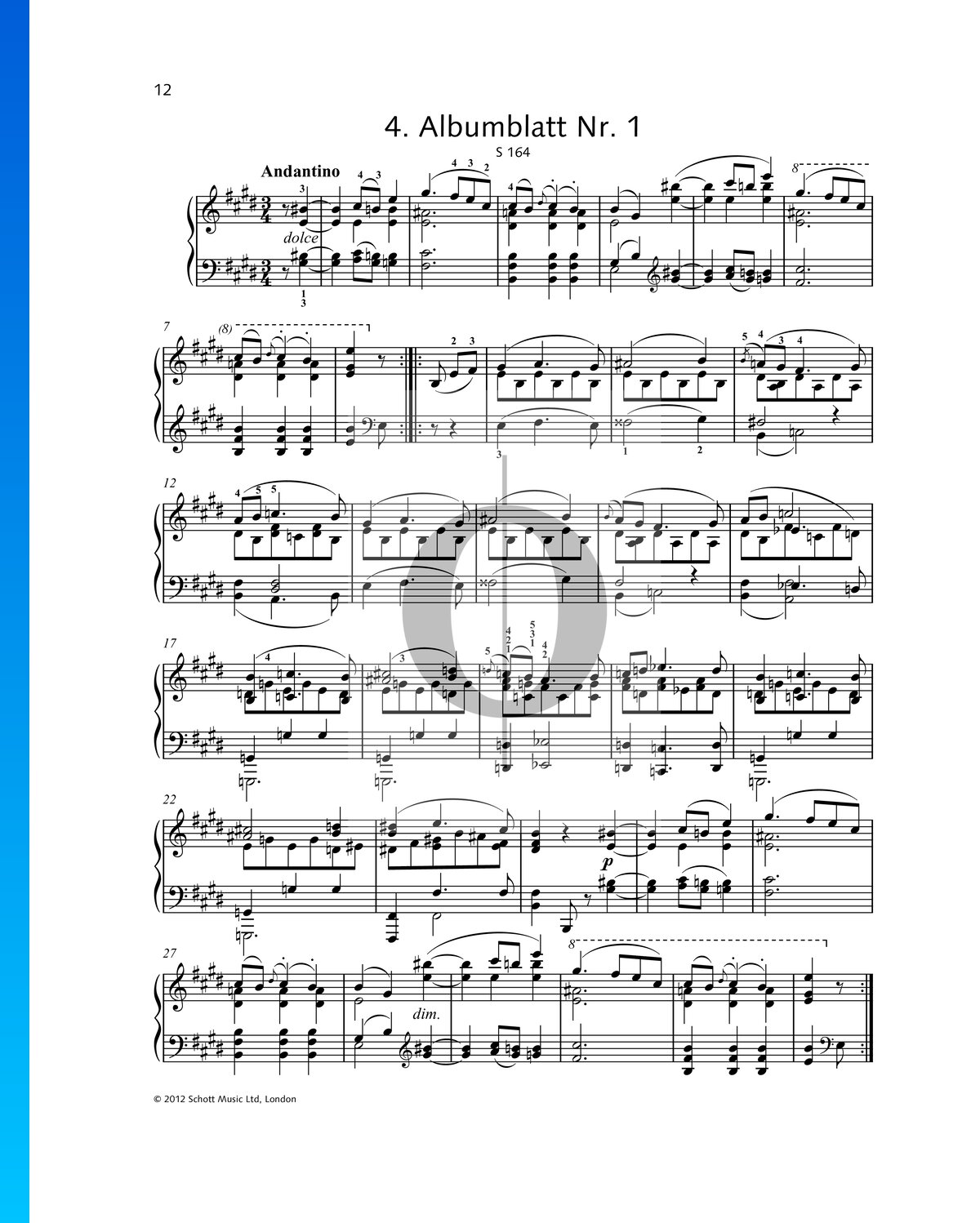 Album Leaf No. 1, S.164 (Franz Liszt) Piano Sheet Music - OKTAV