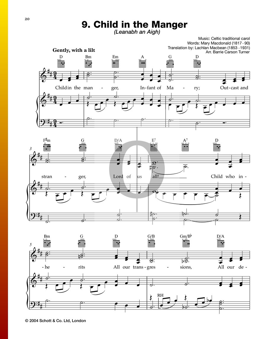 Child In The Manger (Leanabh an Aigh) (Anonymous) Piano Sheet Music - OKTAV