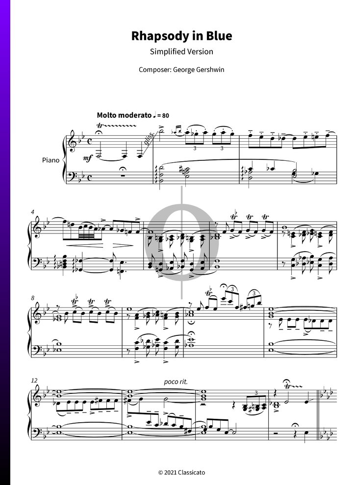 Rhapsody In Blue (George Gershwin) Piano Sheet Music - OKTAV