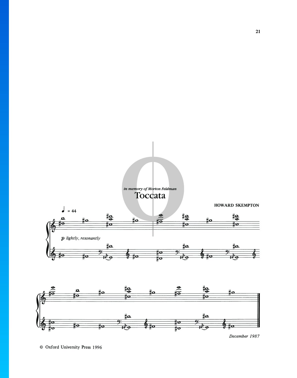 Toccata (Howard Skempton) Piano Sheet Music - OKTAV