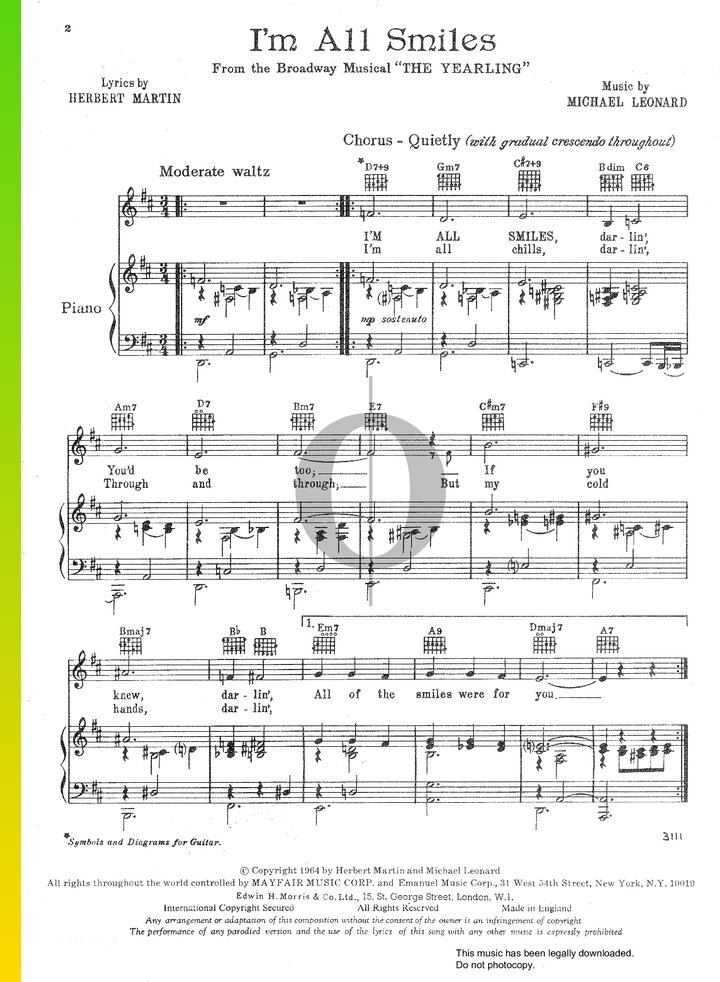 I'm All Smiles (Nancy Wilson) Piano Sheet Music - OKTAV