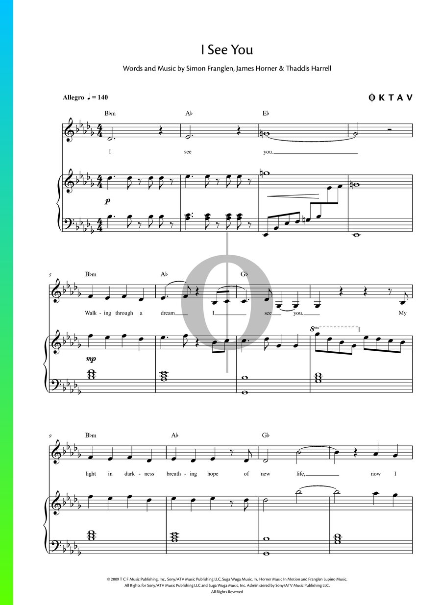 Partition I See You » extrait de Avatar - Leona Lewis - OKTAV