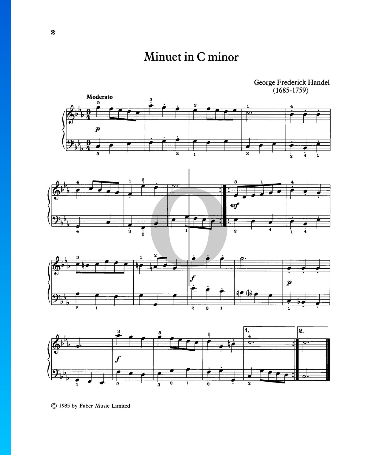 Minuet In C Minor (Georg Friedrich Händel) Piano Sheet Music - OKTAV