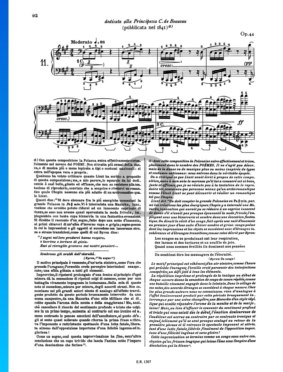 Polonaise in fis-Moll, Op. 44 Nr. 2 Klaviernoten (Frédéric Chopin) - OKTAV