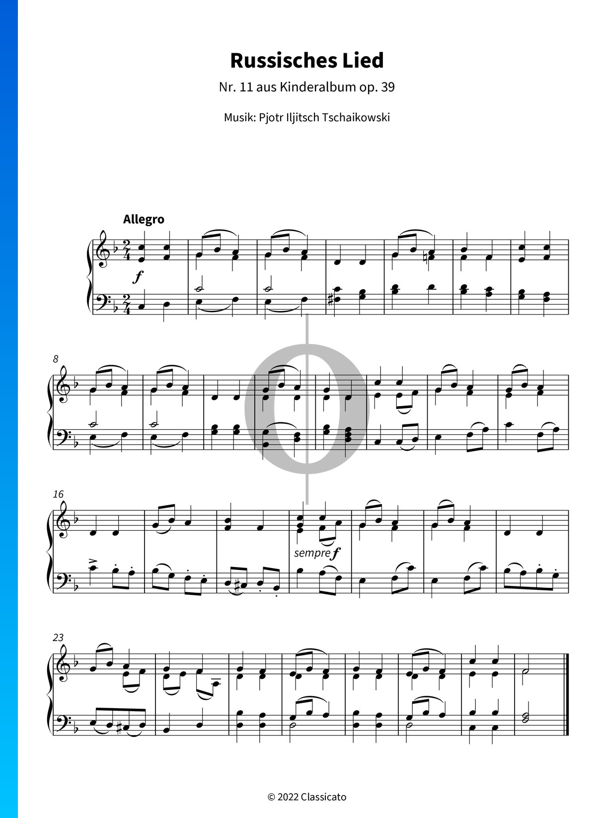 Children's Album, Op. 39 No. 11: Russian Song (Pjotr Iljitsch ...