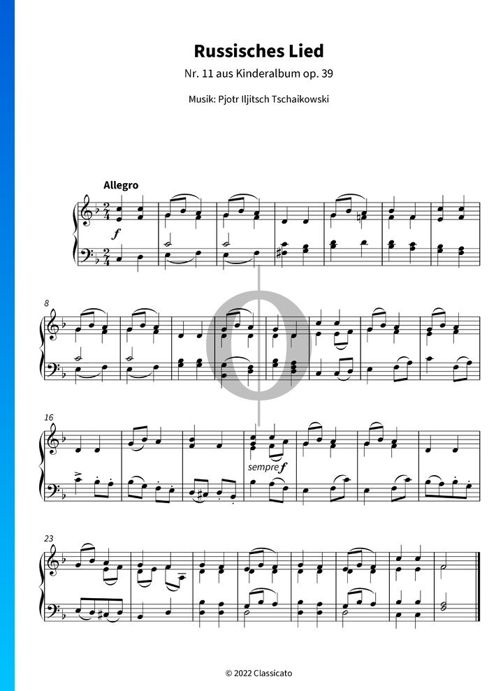Children's Album, Op. 39 No. 11: Russian Song (Pjotr Iljitsch ...