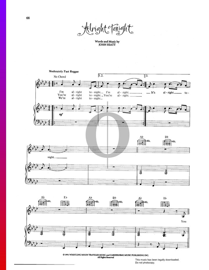 Alright Tonight Sheet Music (Piano, Voice, Guitar) - OKTAV