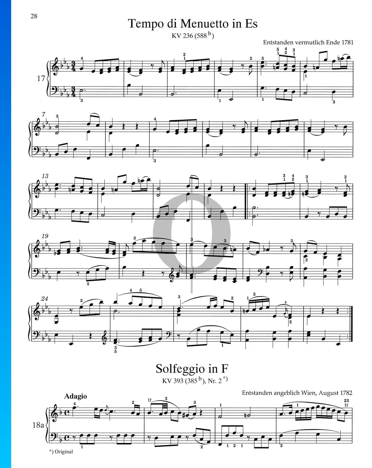 Tempo di Minueto in E-flat Major, KV 236 (588b) (Wolfgang Amadeus ...