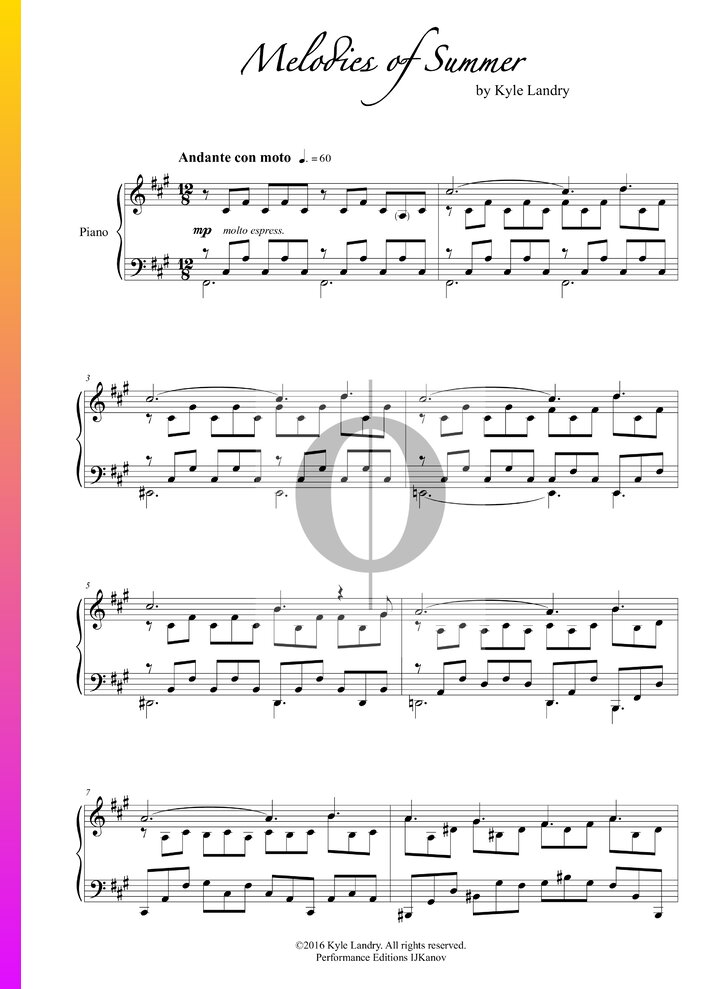 Melodies of Summer (Kyle Landry) Piano Sheet Music - OKTAV