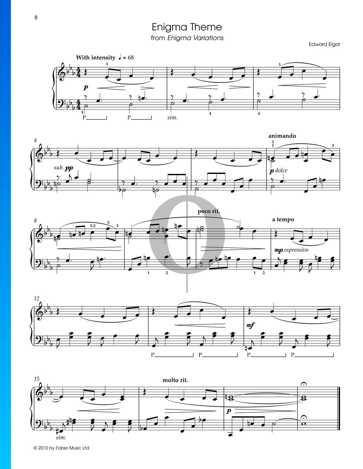 Enigma Variations, Op. 36: Enigma Theme (Edward Elgar) Piano Sheet ...