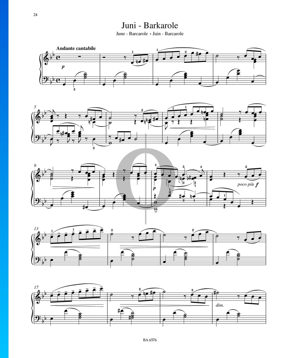 The Seasons, Op. 37a: 6. June - Barcarole door Pjotr Iljitsch ...