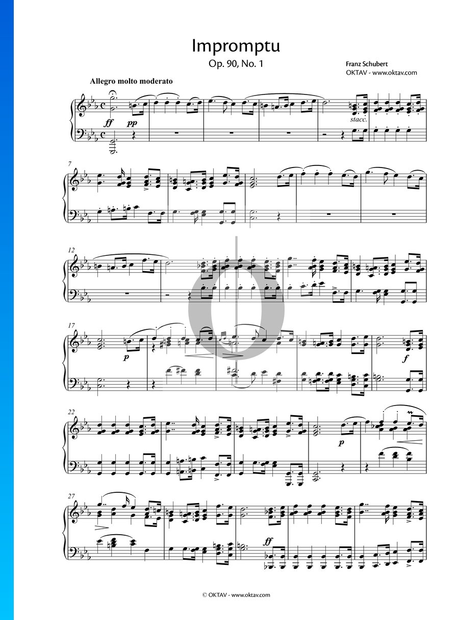 Impromptu C Minor, Op. 90 No. 1, D 899 (Franz Schubert) Piano Sheet Music - OKTAV