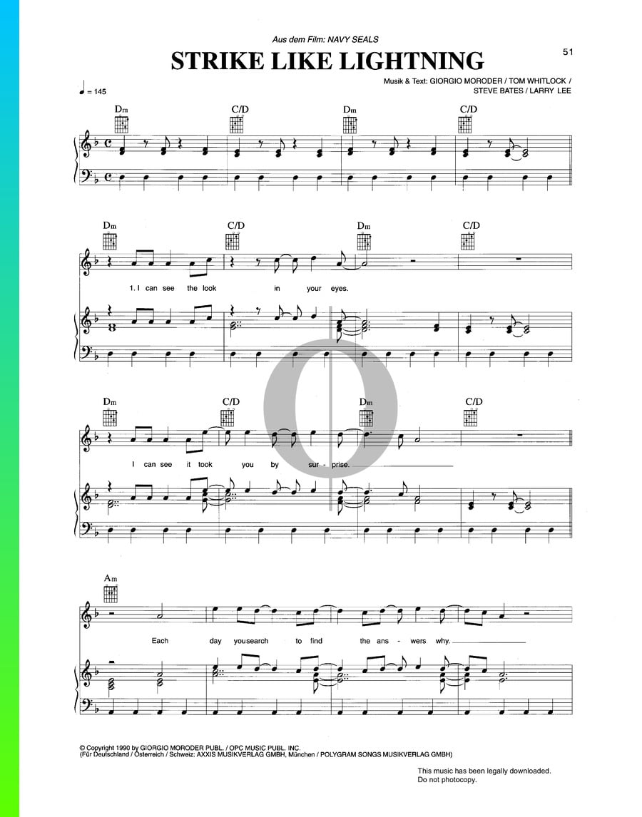 Strike Like Lightning Piano Sheet Music from Navy SEALs by Mr. Big - OKTAV