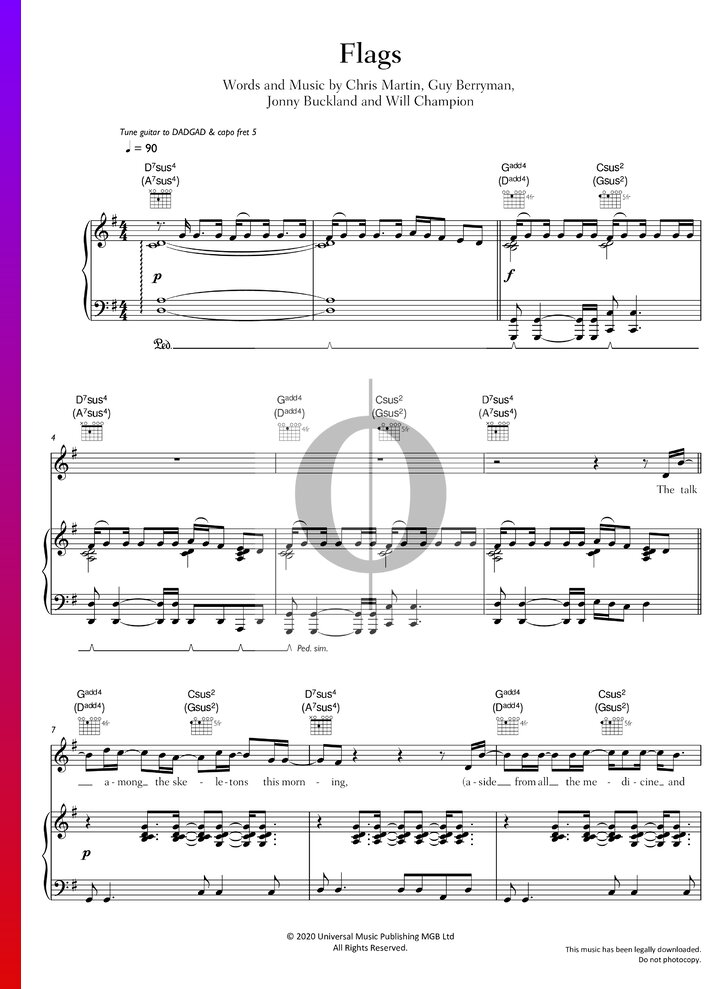 Flags (Coldplay) Piano Sheet Music - OKTAV
